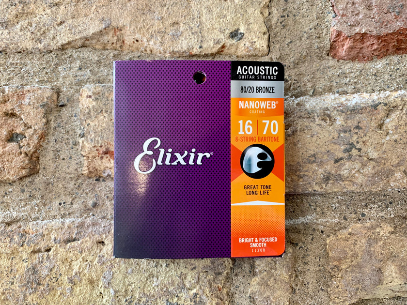 Elixir Nanoweb 8-String Baritone 16's 80/20 Bronze - Some Neck Guitars