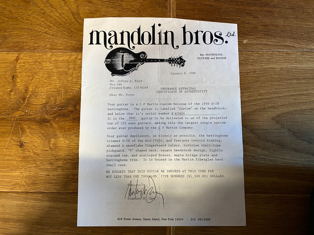 Martin Mandolin Brothers 1934 D-28 Herringbone Reissue 1979 - Some Neck ...